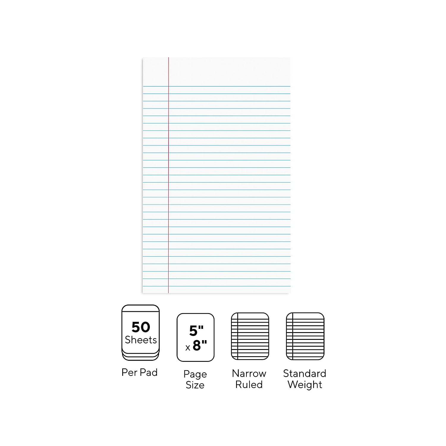 Staples Notepads 5′ x 8′ Narrow White 50 Sh./Pad 12 Pads/PK TR57330 ...