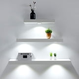 "Modern WELLAND 48"" Floating Wall Shelf with LED Lights for Living ...