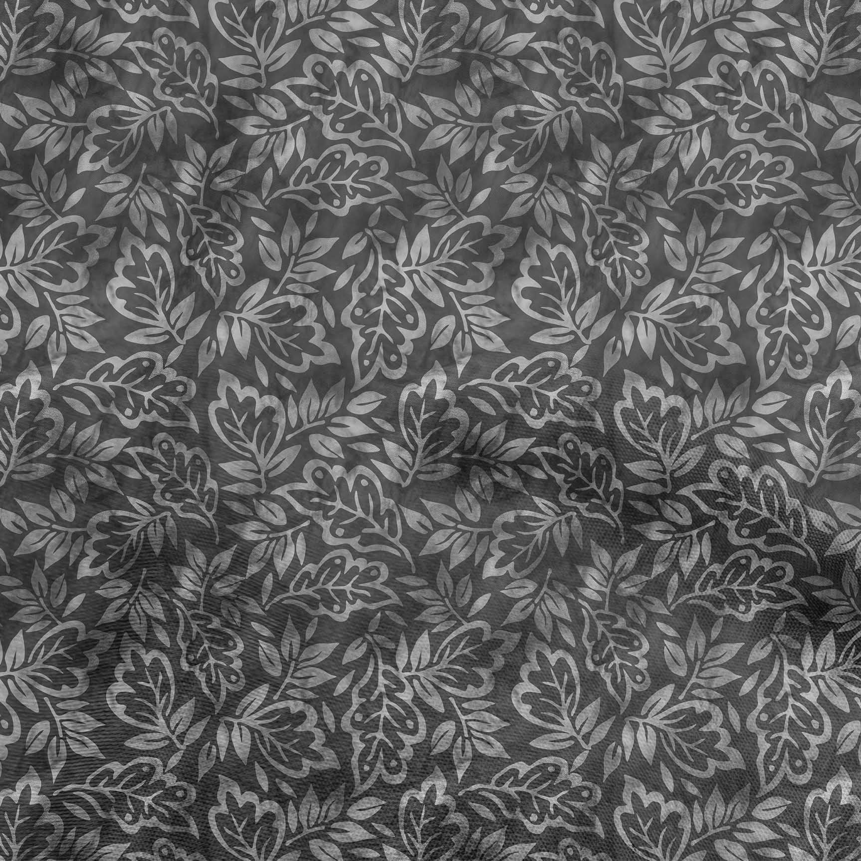 oneOone Cotton Poplin Gray Fabric Jacobean Leaf Sewing Material Print ...