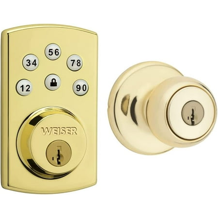 Powerbolt 2 Brass Keyless Entry Door Lock, Single Cylinder Security ...
