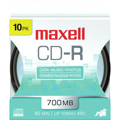 Maxell 648450 48x Write-Once CD-R For Data - 10/spindle, Carded For Peg ...