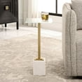Moss + Fig Marble Drink Table | White Marble and Brushed Brass End ...