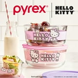 Pyrex Hello Kitty 4-Cup Round Glass Storage Container with Pink ...
