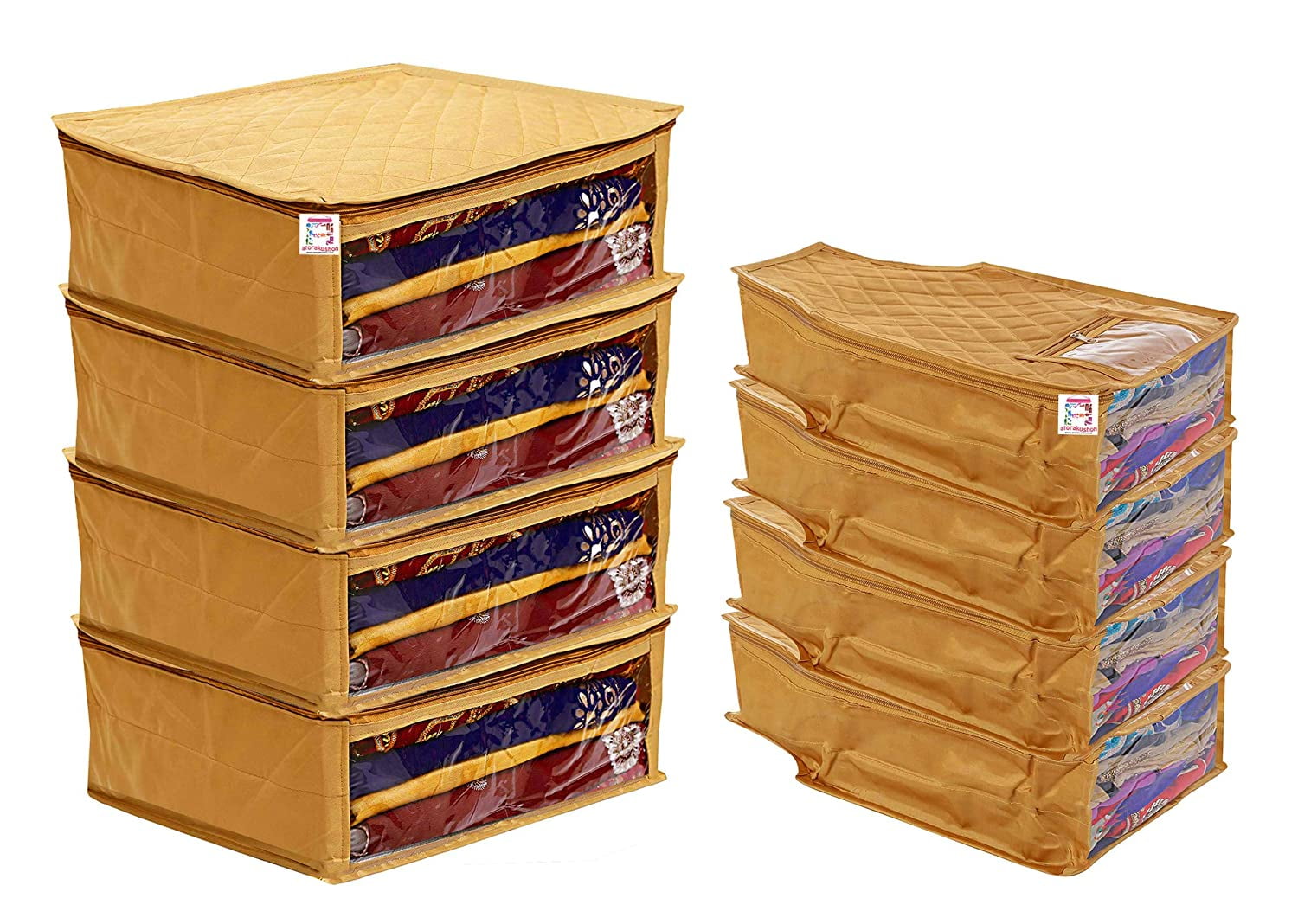 atorakushon Fabric Satin Saree and Blouse Covers Garments Clothes ...