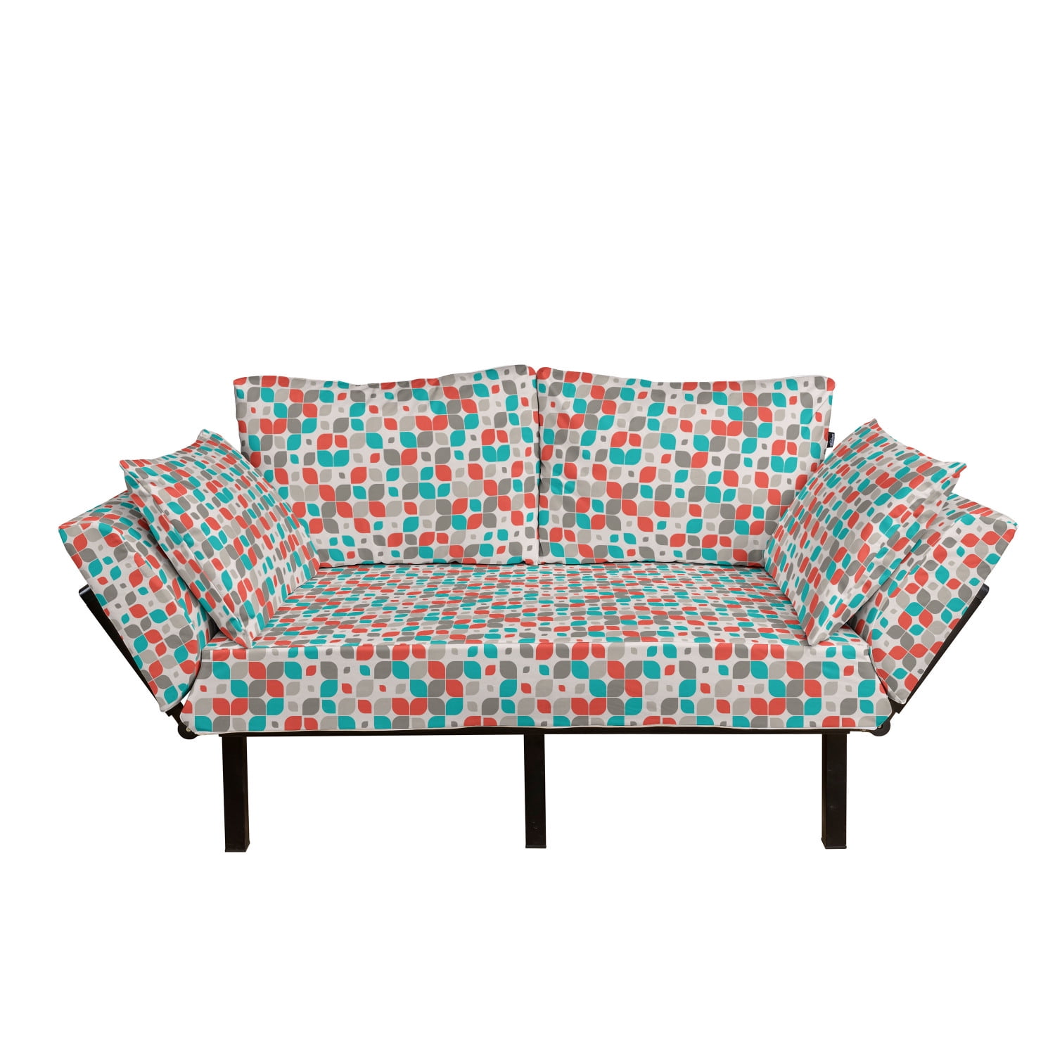 Retro Futon Couch, Old Fashioned Style Abstract Mosaic Grid Inspired ...