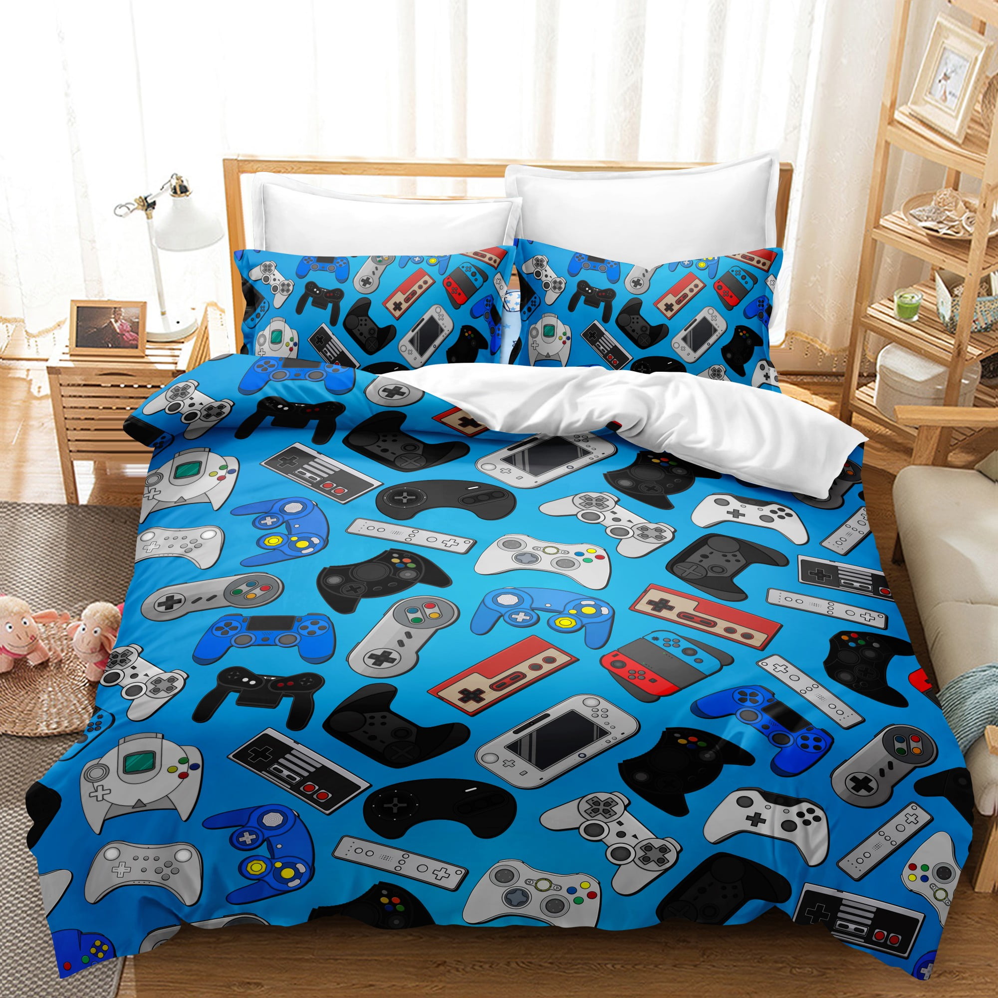 Gamer Bedding Set for Boys Video Game Decor Comforter Cover Set Kids Teens Gaming Duvet Cover ...