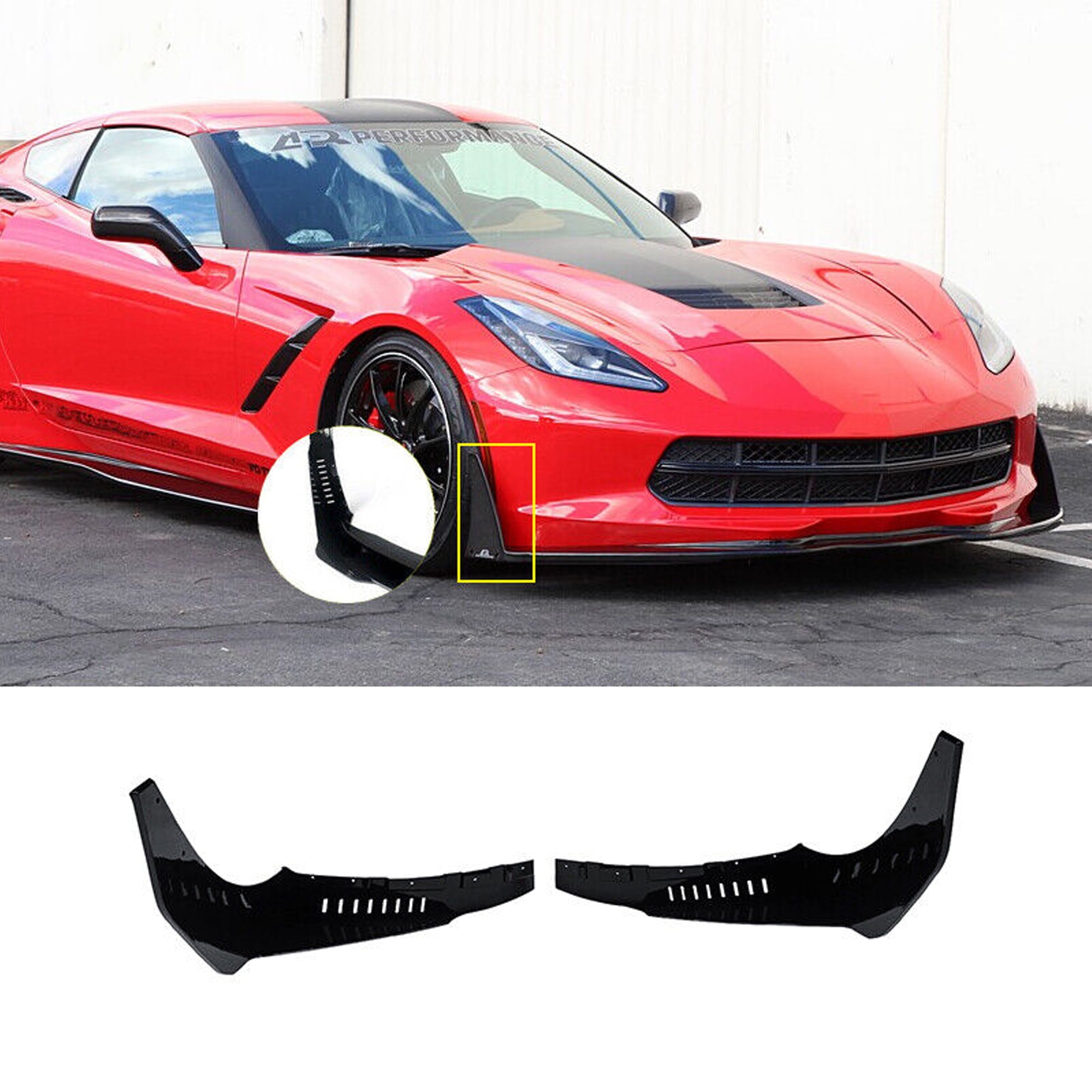 NINTE Front Splitter Extension Winglets for 2014-2019 Chevrolet ...