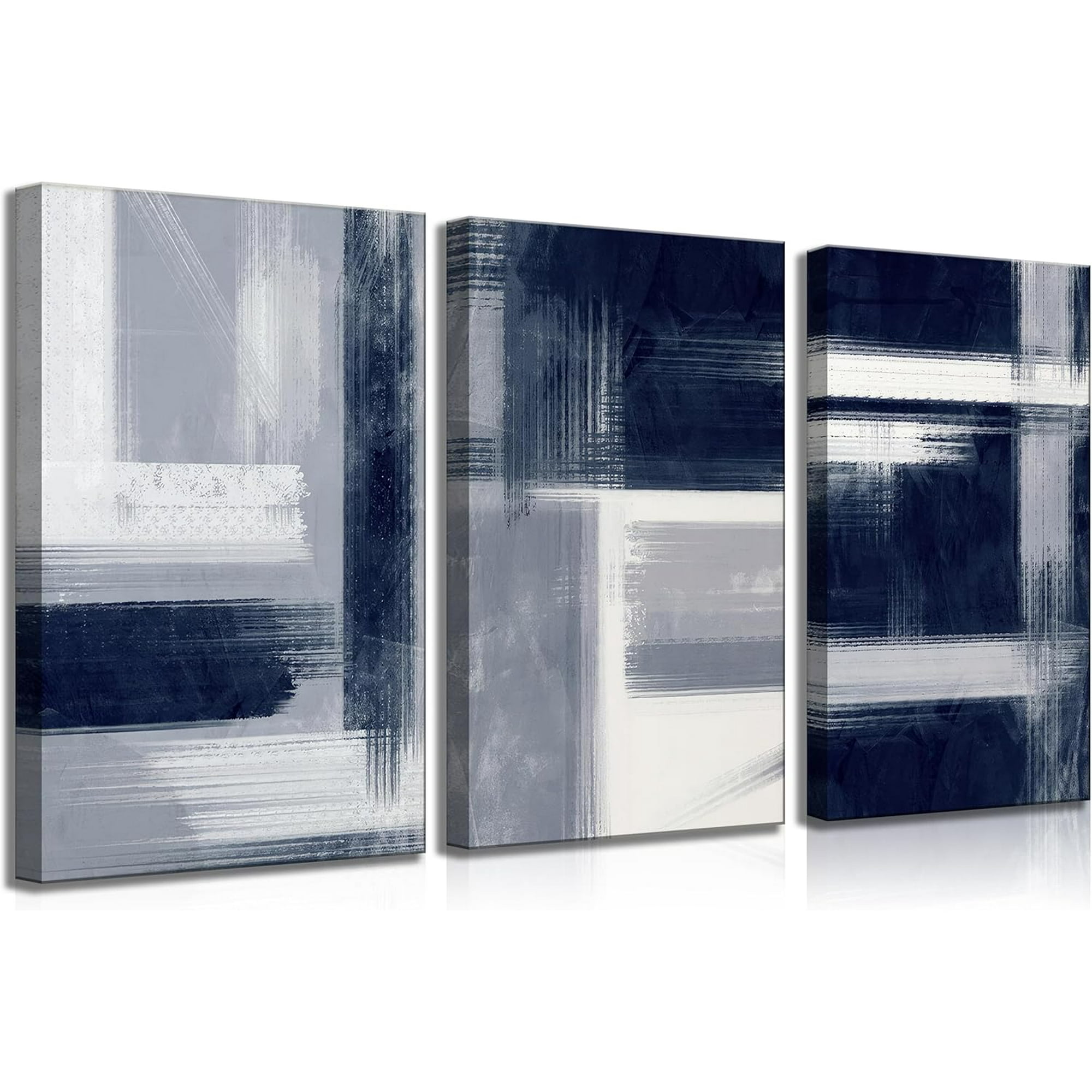 Click here for 51 Media 3pcs Navy Blue Abstract Wall Art Blue Gre... prices
