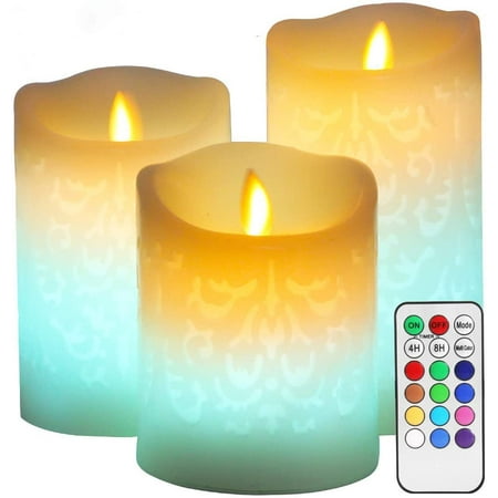 Color Changing Led Candle,Carved Designs,Real Wax Flickering Moving ...