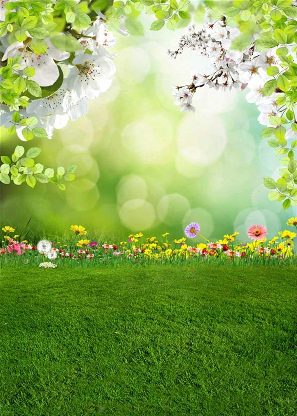 BSDHOME Polyester Bokeh Spring Scenic Background for Photo Studio White ...