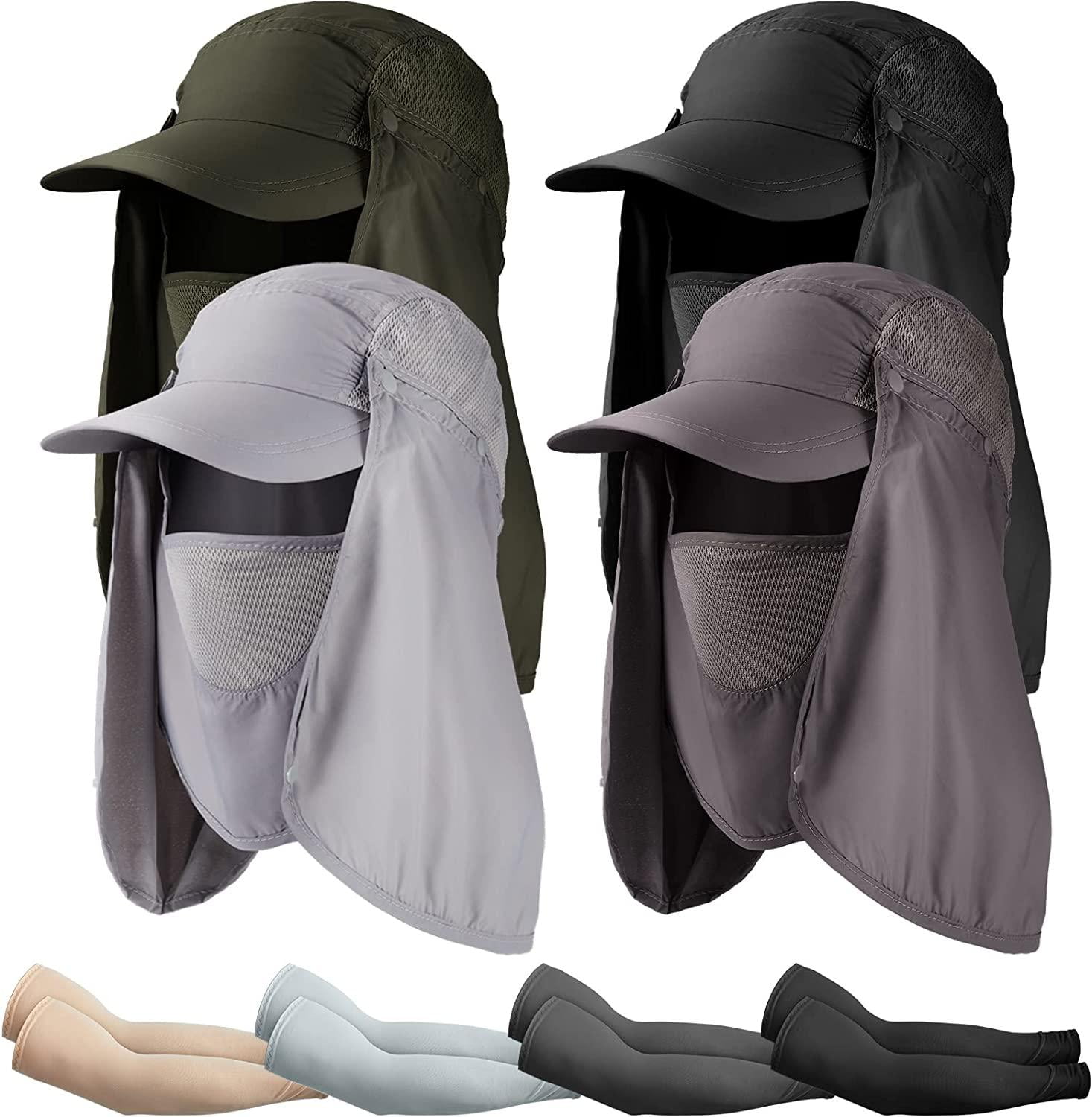 4 Set Sun Hat Fishing Hats UPF 50+ Outdoor Hiking Hat UV Sun Protection ...