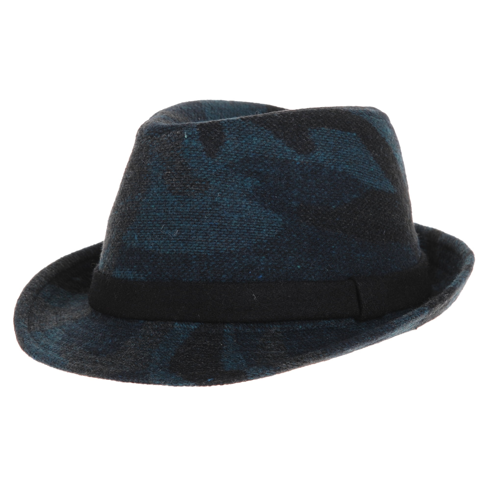 WITHMOONS Camouflage Fedora Hat Wool Felt Trilby Banded SL6450 (Navy ...
