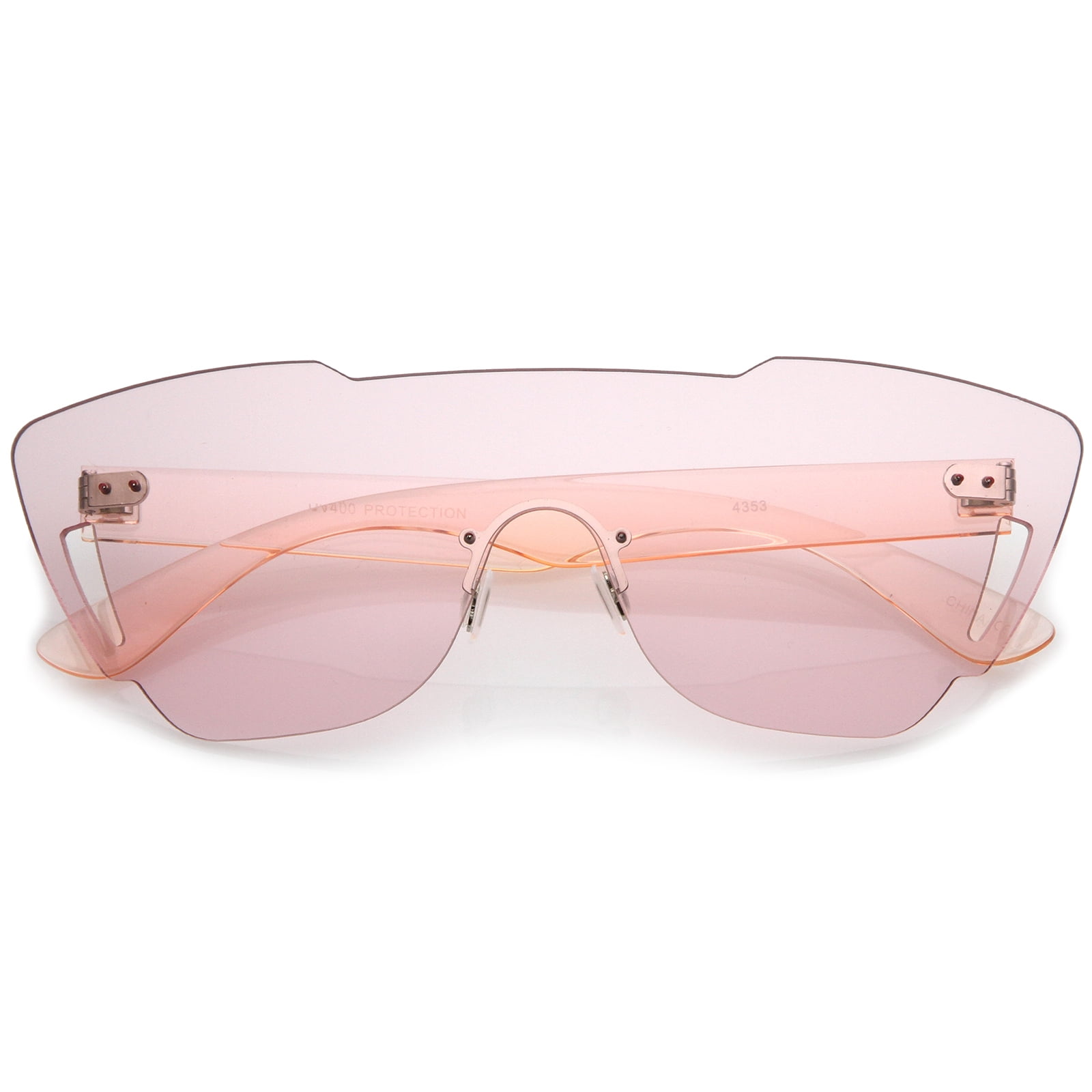 Sunglassla Oversize Rimless Cutout Thick Arms Tinted Mono Lens Shield Sunglasses 73mm Pink