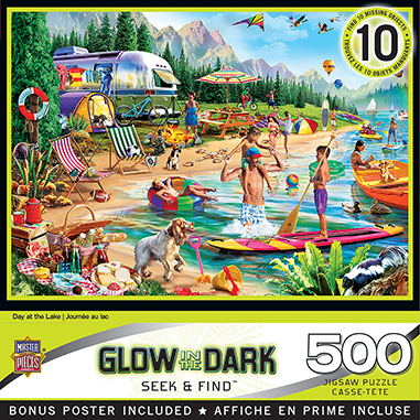 MasterPieces Glow in the Dark Seek & Find - Day at the Lake 500-Piece ...