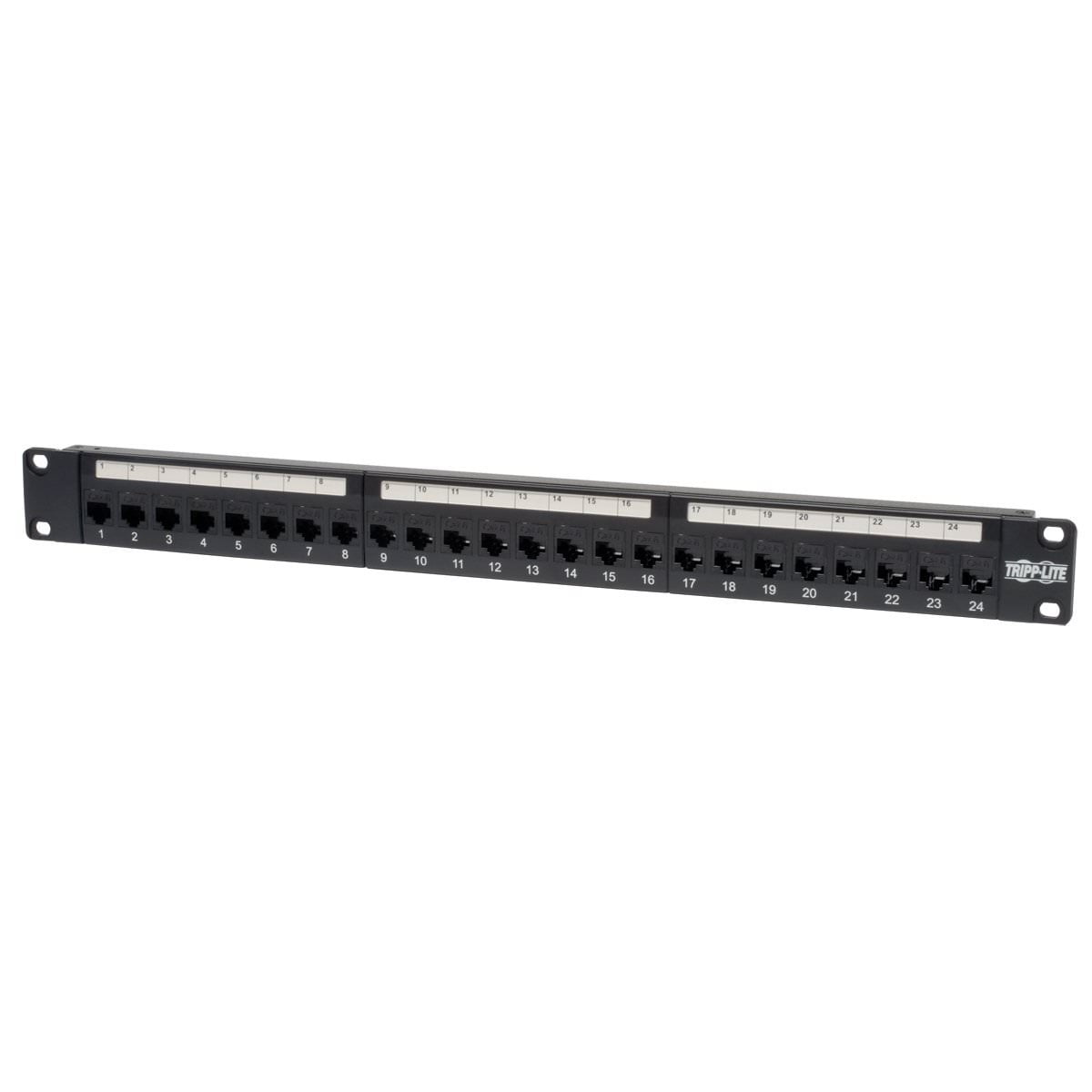 24-Port 1U Rack-Mount Cat5e/6 Offset Feed-Through Patch Panel with ...