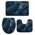 Abstract Marble Bathroom Rugs Set Blue Gold Gradient Wave Texture Non ...