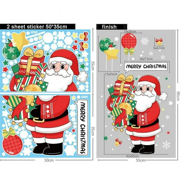 Pegatinas navideñas para ventana, calcomanías de Papá Noel para ...
