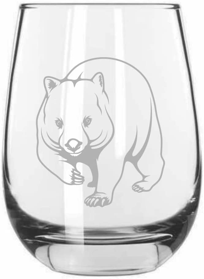 Wombat Body Zoo Animal Themed Etched 15.25oz Libbey Stemless Wine Glass ...