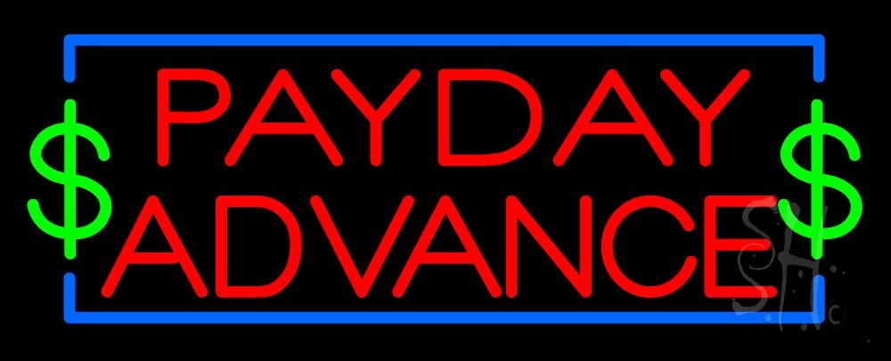 Red Payday Advance LED Neon Sign 10 x 24 - inches, Black Square Cut ...