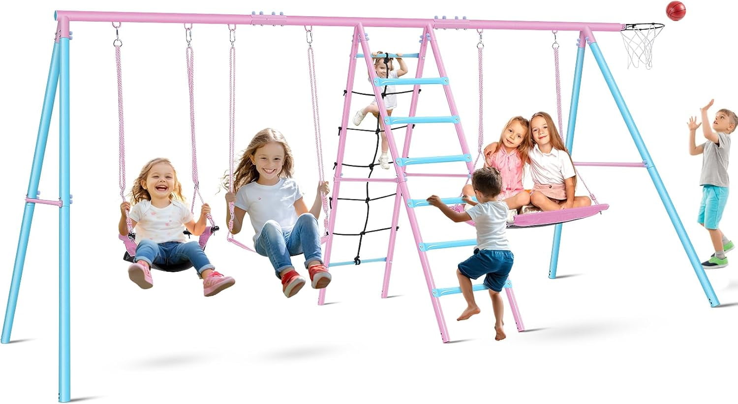 Veeboto 6-in-1 Heavy-Duty Swing Set, 440lbs Frame with 3 Seats ...