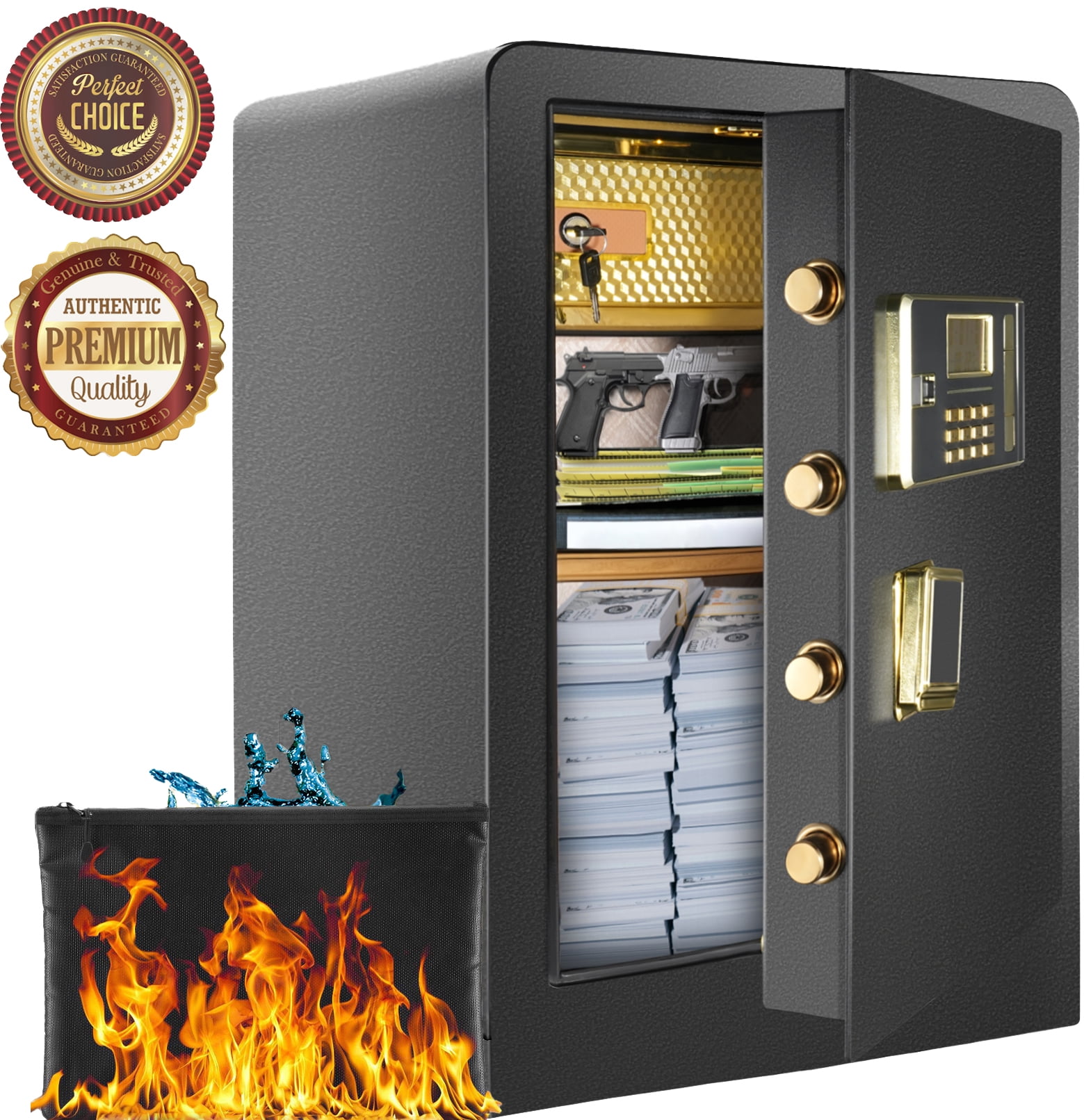 TTLIFE Safes 2.8CFT Fireproof Safe Box Double Key Lock Box HD LCD ...