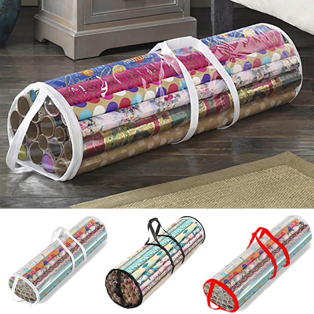 LINASHI Transparent Wrapping Paper Storage Container Rolls Up Gift Wrap ...