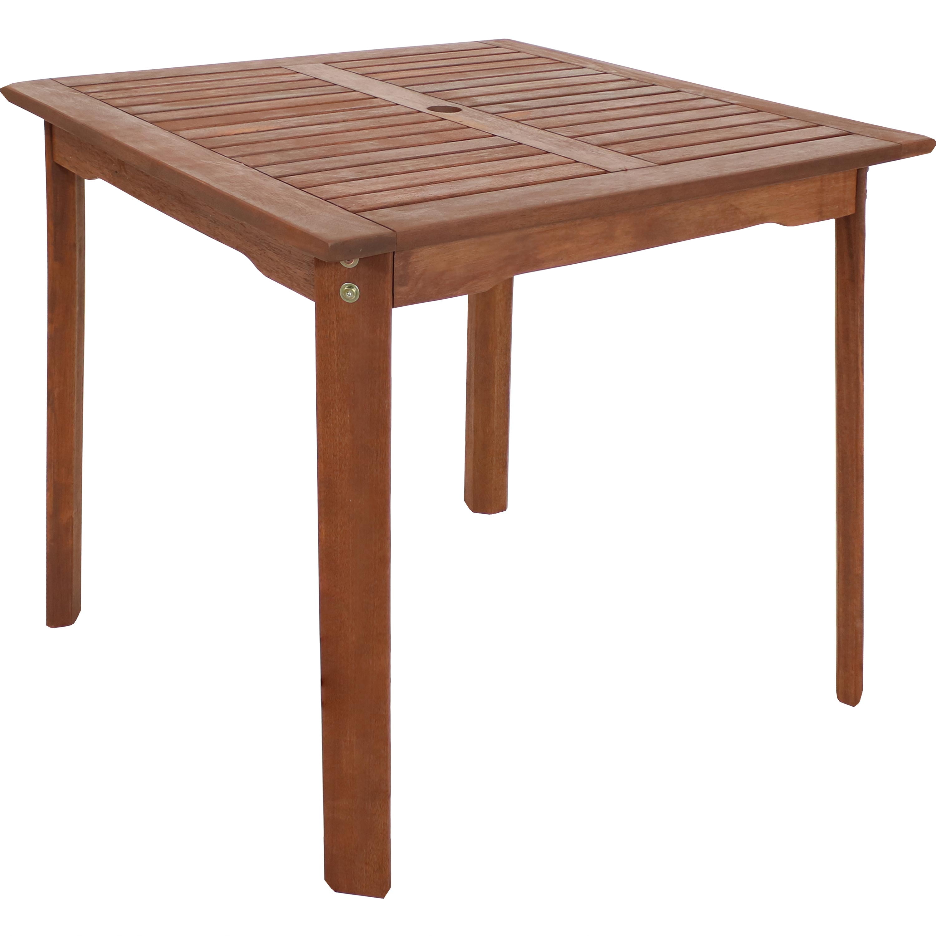Sunnydaze Meranti Wood 31.5-Inch Square Table with Teak Oil Finish ...
