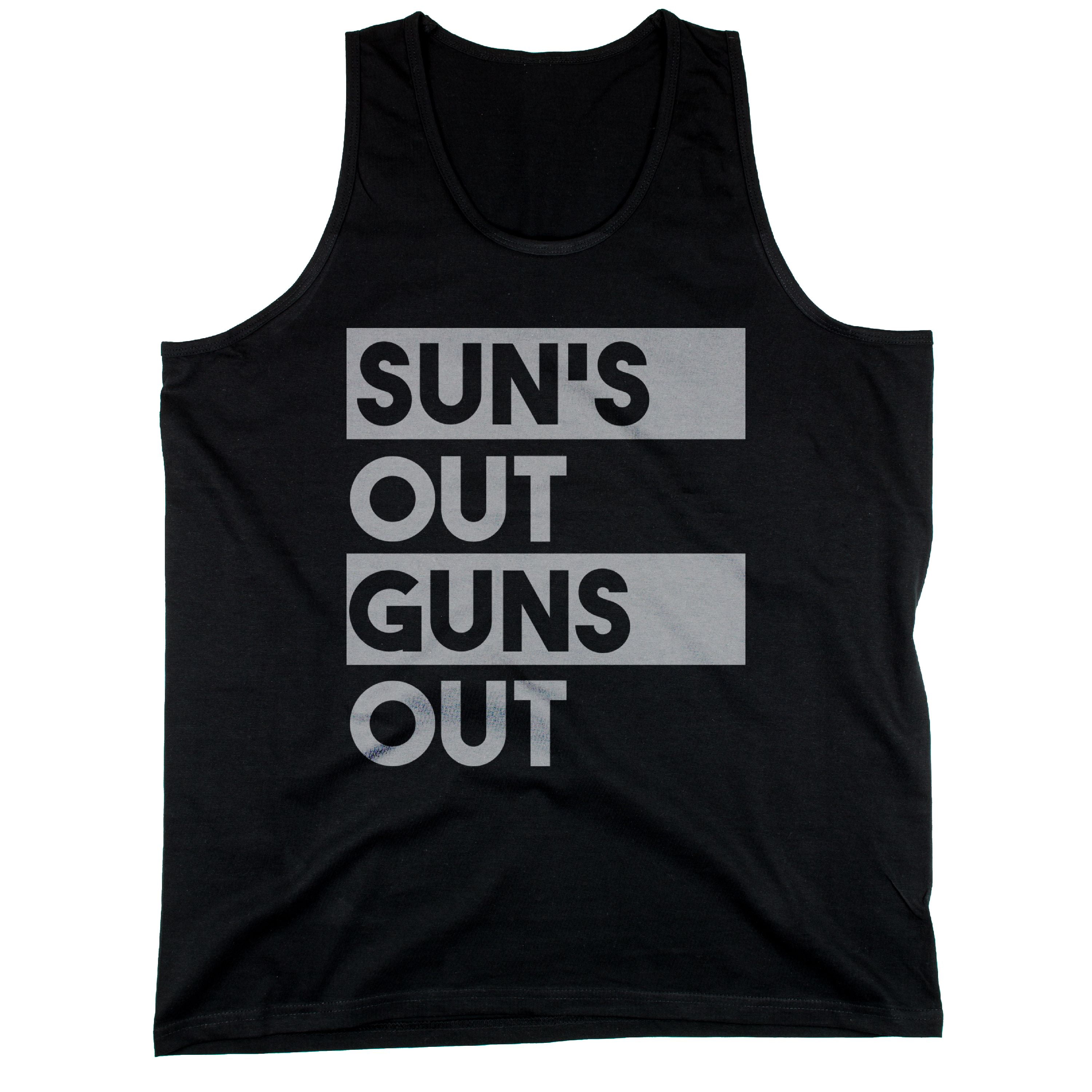 Sun's Out Guns Out Men's Black Tanktop Workout Tank Summer Vacation ...