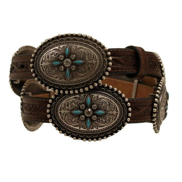 Ariat - Ariat Western Belt Womens Conchos Stone Leather 3/4" Brown ...