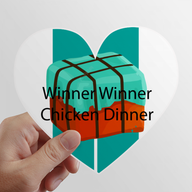 Ganador ganador cena de pollo Calcomanías cardíacas,calcomanías para ...