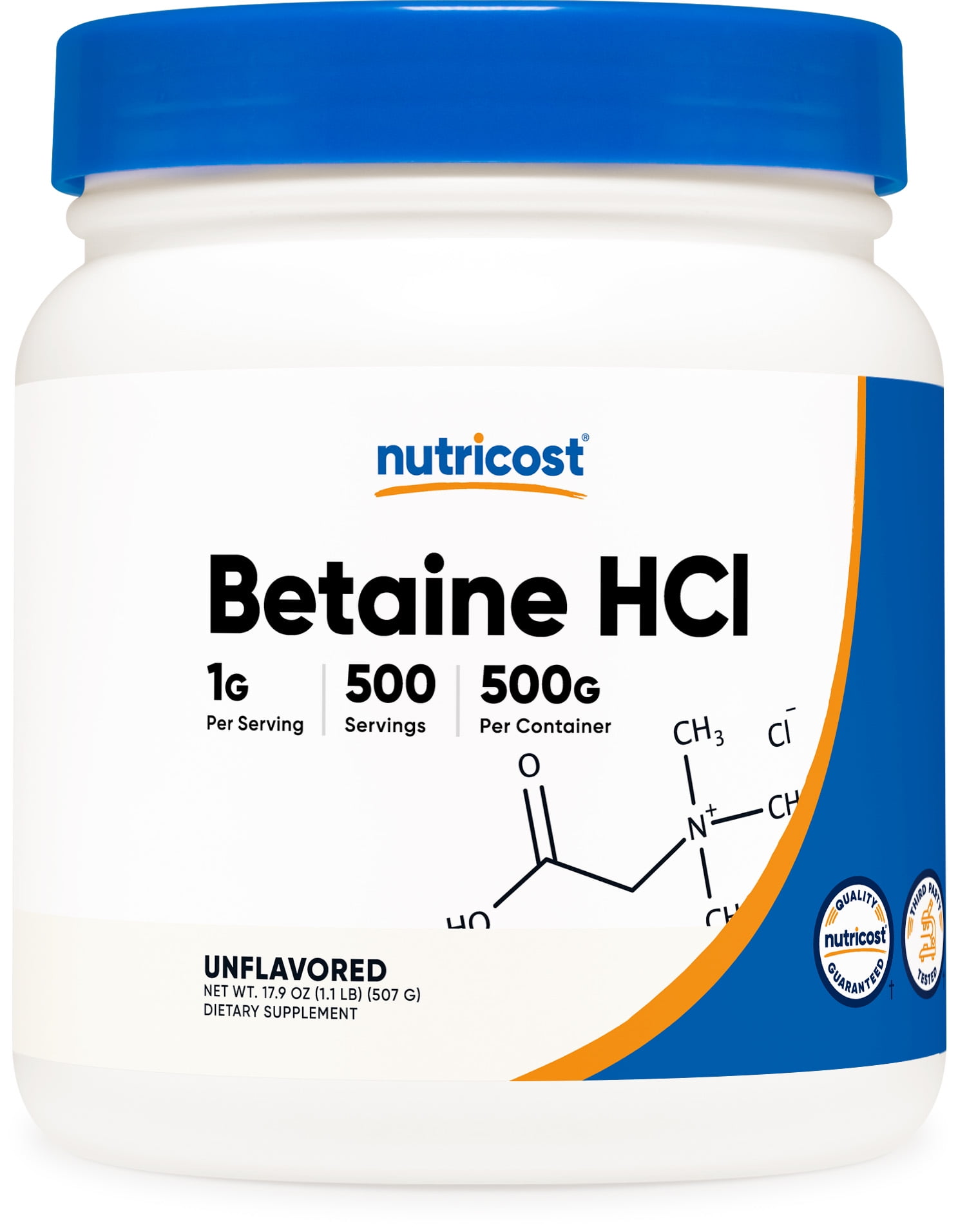 Nutricost Betaine HCL Powder 500 Grams - Gluten Free & Non-GMO ...