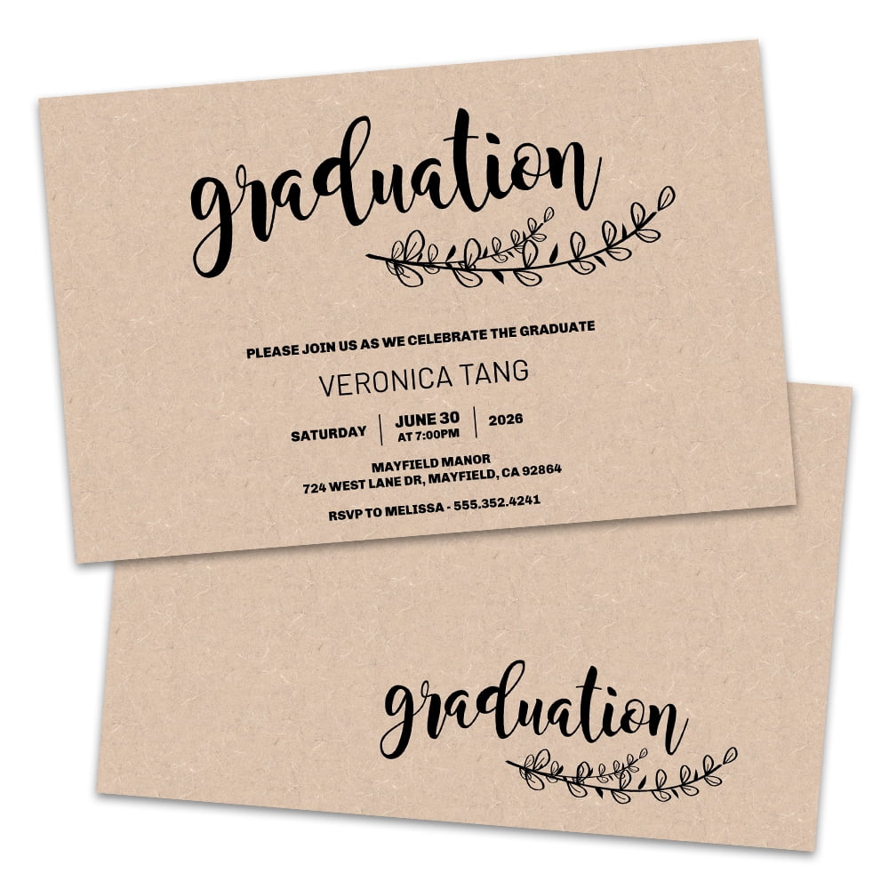 Personalized Kraft Simple Graduation Party Invitation - Walmart.com
