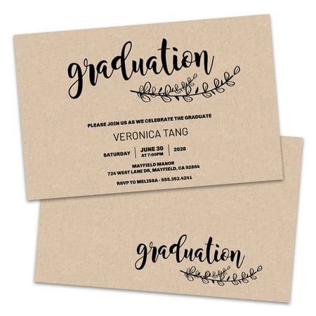 Personalized Kraft Simple Graduation Party Invitation - Walmart.com