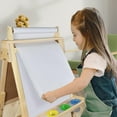 Joyooss Wooden Kids Easel with Magnetic Double-Sided Black & Whiteboard ...