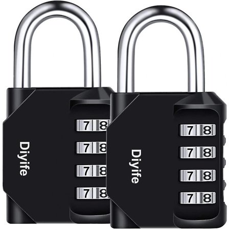 [2 Pieces] 4-digit Combination Padlock, Diyife Combined Lock Waterproof ...