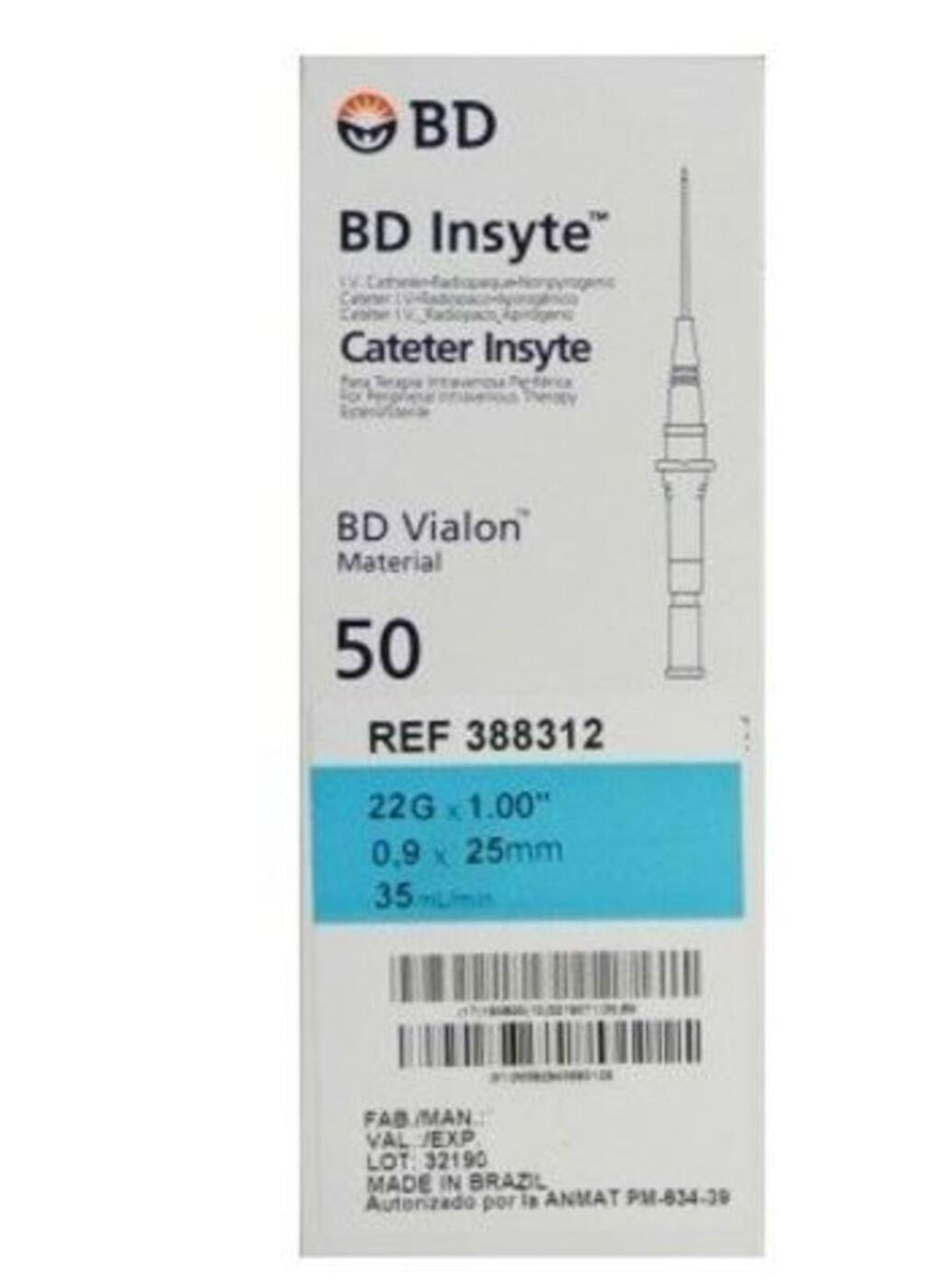 Caja 50 Piezas De Catéter Insyte BD 22 GA X 1" Insyte Intravenoso ...