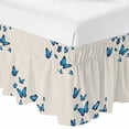Blue Butterfly Bed Skirt Queen Size 18 Inch Drop, Retro Farmhouse ...