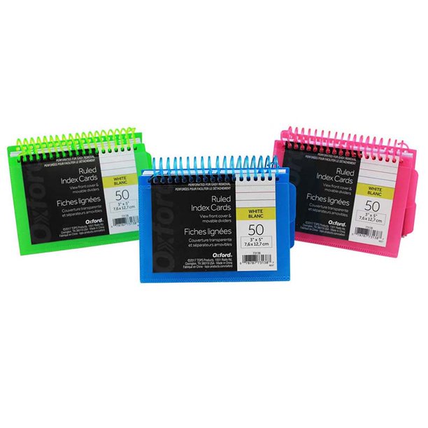 Spiral Index Cards with Poly Covers, 3" x 5", Assorted | Bundle of 10 ...