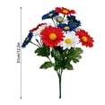 6 Heads 12 Flowers Artificial Daisy Bouquet, Red White Blue Matching ...