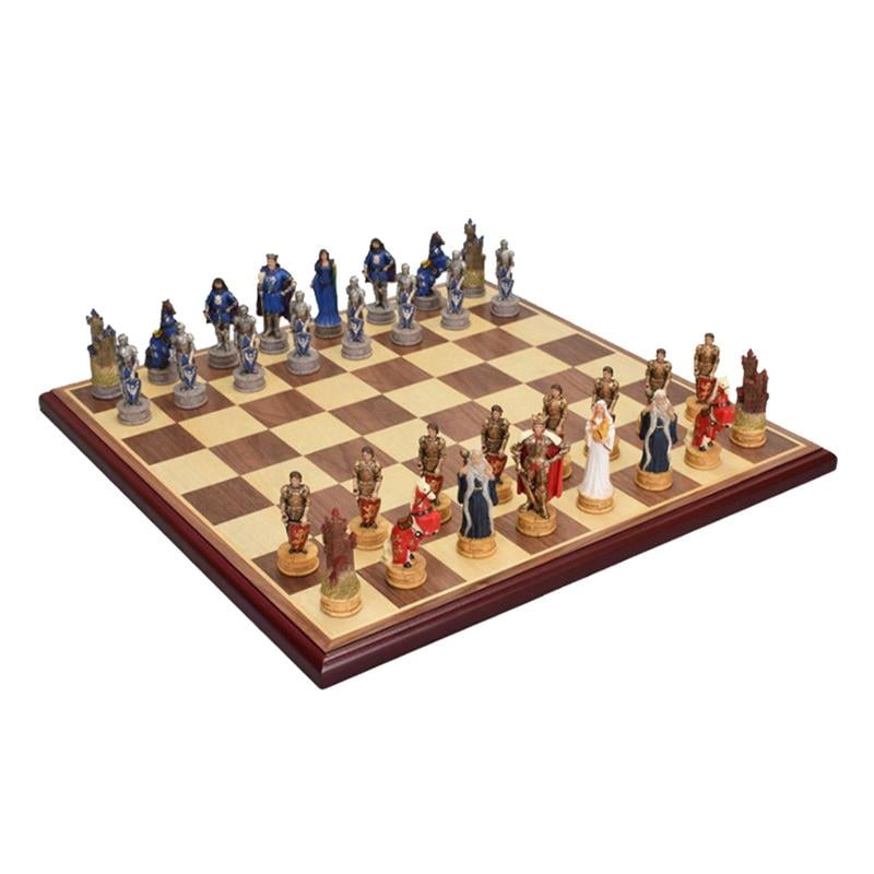 Buy King Arthur Chess Set with Wooden Board New 44x44cm 32 Resin Chess ...