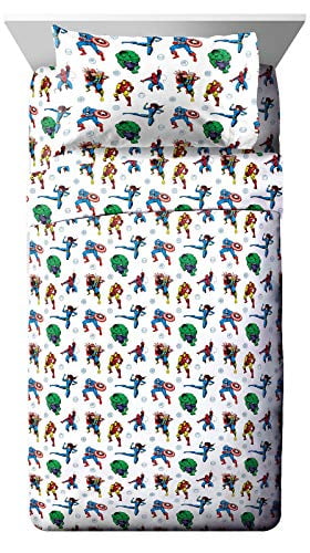 Marvel Avengers Fighting Team Multi-Color 3 Piece Kids Twin Sheet Set ...