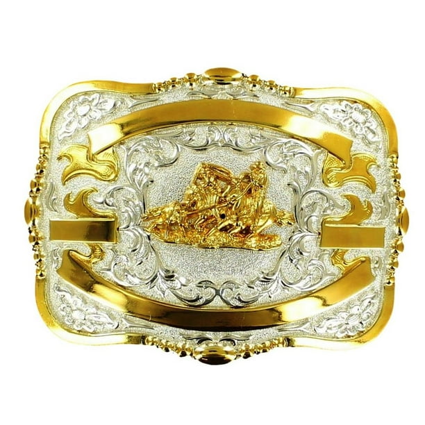 Crumrine - Crumrine Western Belt Buckle Trophy Men's Team Roper Silver ...