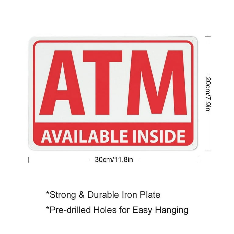 Atm Inside Sign Aluminum Sheet Atm Inside BLACK Aluminum Composite Sign ...