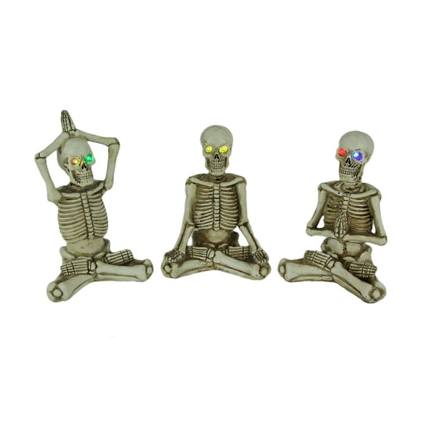 Zeckos Bone Stretchers Yoga Skeleton Figurines with Color Changing LED ...