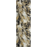 Free Shipping! Bliss Rugs 2x8 Modern Yellow Abstract Polypropylene ...