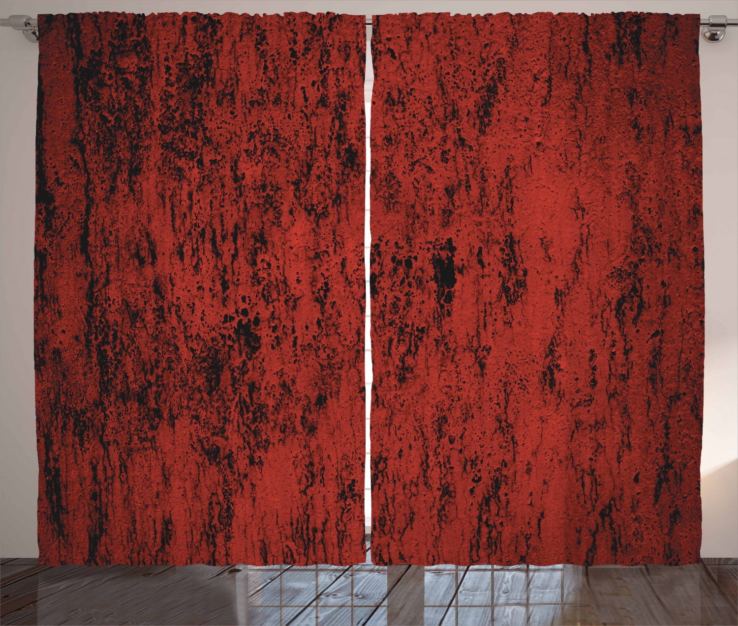 Red and Black Curtains 2 Panels Set, Artistic Abstract Pattern with ...