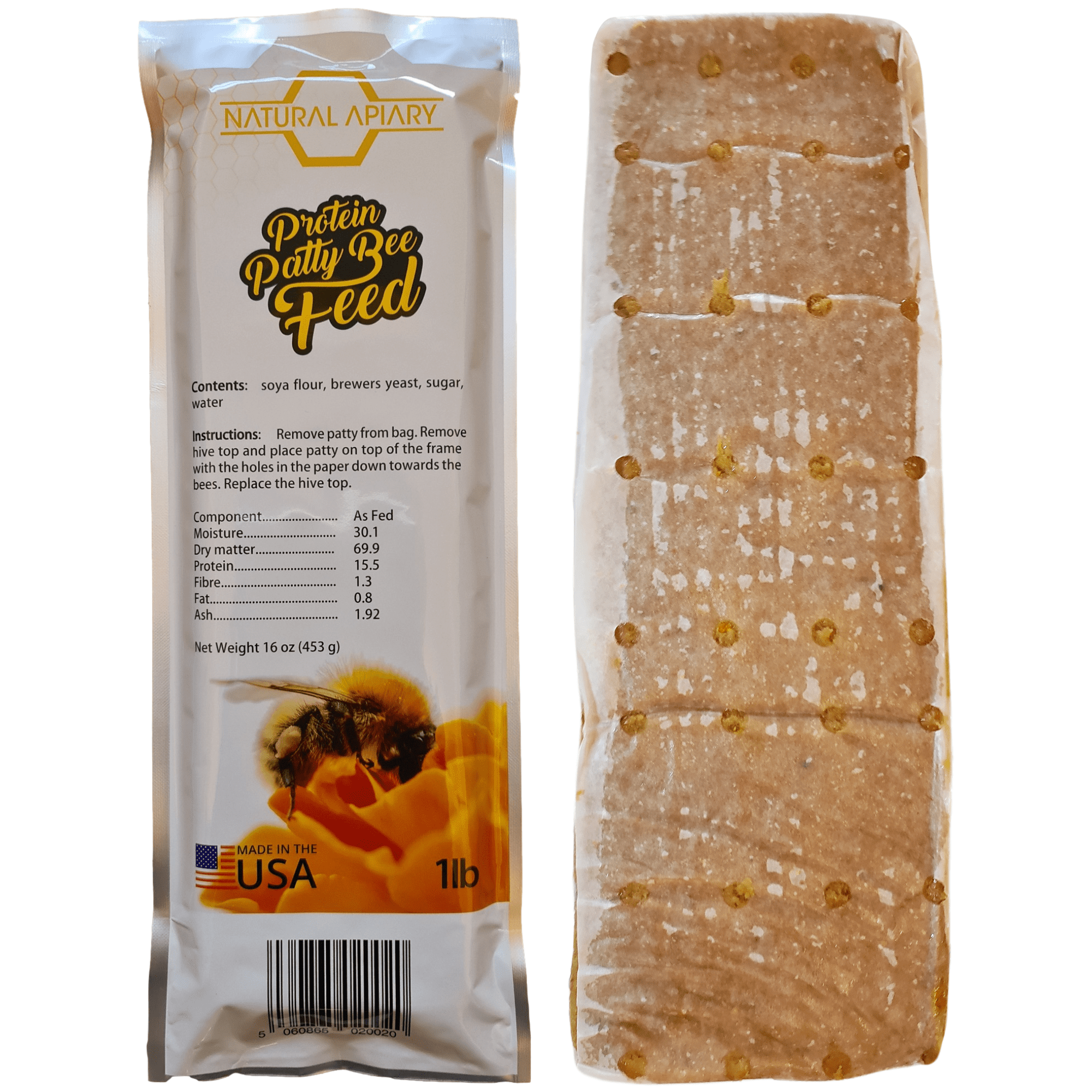 Natural Apiary - 0% Pollen, 15% Protein Patties for Bees - Bee Feed ...