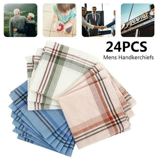 2/12/24Pcs Men's 100% Cotton Vintage Pocket Square Solid Color Towel ...