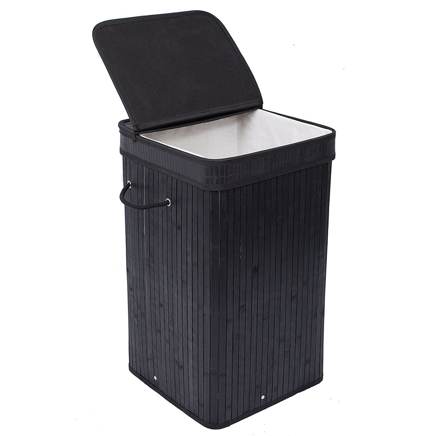 BirdRock Home Bamboo Square Laundry Hamper with Lid and Cloth Liner ...