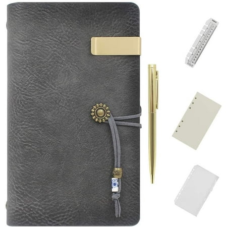 Wonderpool Leather Journal A6 Refillable 6 Ring Binder Notebook with ...